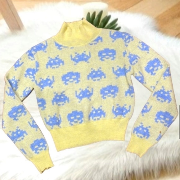 Zara | Sweaters | Zara Jacquard Knit Mock Neck Turtleneck Sweater Taito ...